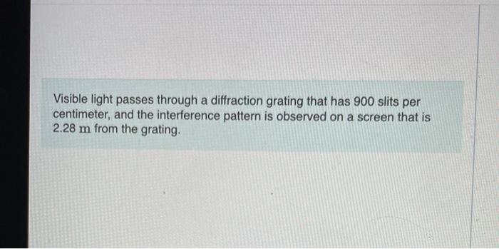 Solved Visible light passes through a diffraction grating | Chegg.com