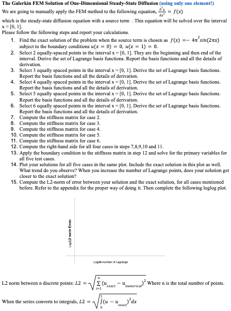 The Galerkin FEM Solution of One-Dimensional | Chegg.com