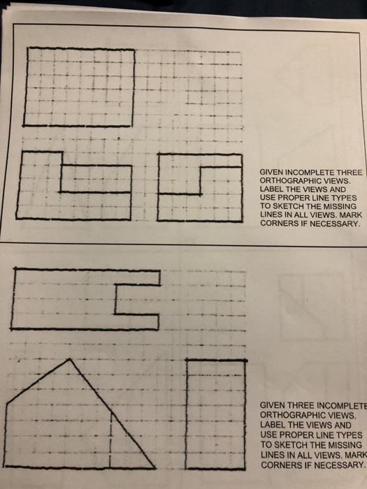 Solved GIVEN INCOMPLETE THREE ORTHOGRAPHIC VIEWS LABEL THE | Chegg.com