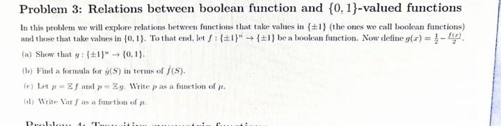 Solved Problem 3 Relations Between Boolean Function And