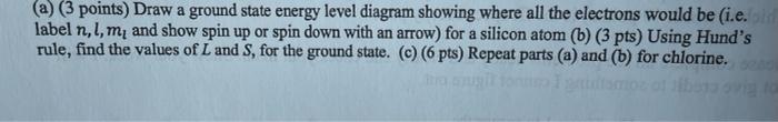 Solved (a) ( 3 points) Draw a ground state energy level | Chegg.com