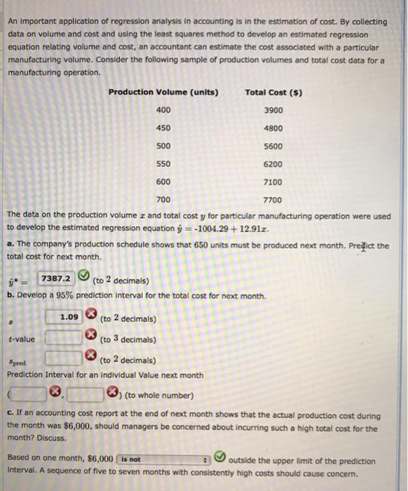 Solved An Important application of regression analysis in | Chegg.com