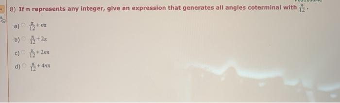 Solved + X 8) If n represents any integer, give an | Chegg.com