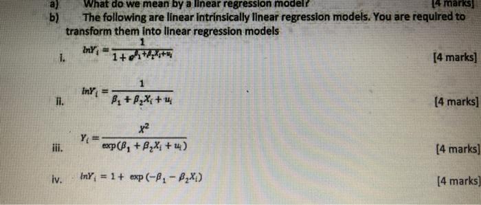 The following are linear intrinsically linear | Chegg.com