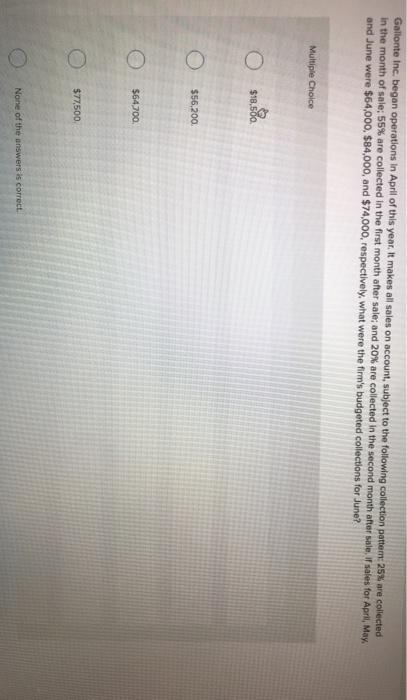 Solved Gallonte Inc. began operations in April of this year. | Chegg.com