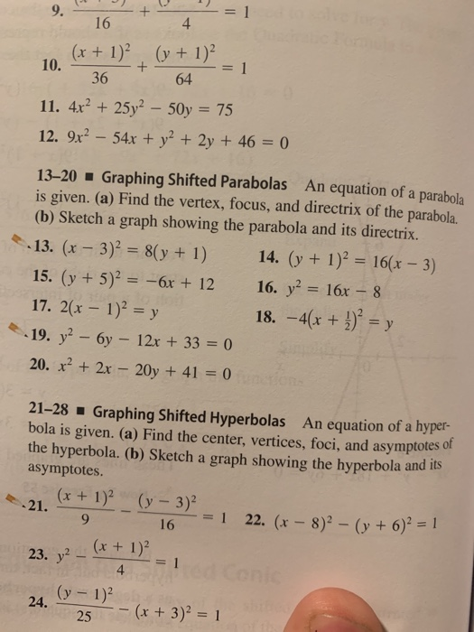 Solved 9 10 x 1 2 y 1 2 36 64 11 4x2 25y2 50y Chegg