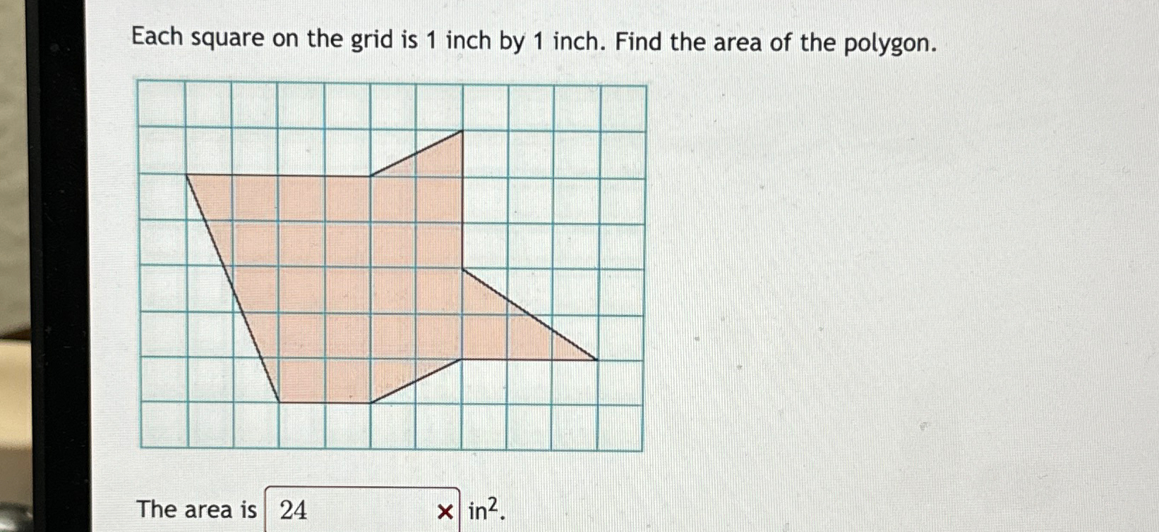 Solved Each square on the grid is 1 ﻿inch by 1 ﻿inch. Find | Chegg.com