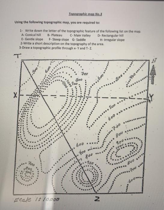 Solved Topographic map. No.2 Using the following topographic | Chegg.com