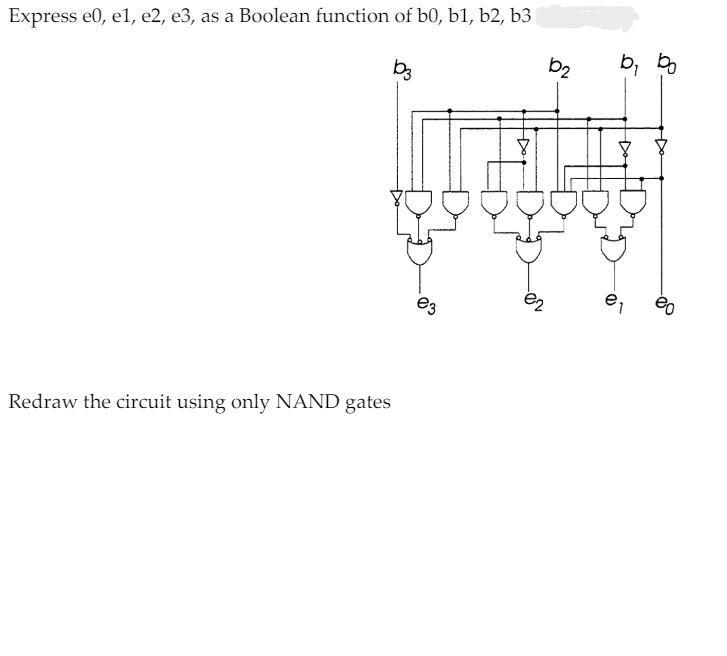 Solved Express e0, ﻿e1, ﻿e2, ﻿e3, ﻿as a Boolean function of | Chegg.com