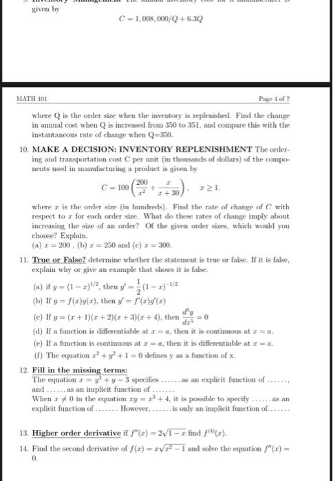 Solved 2. Which is correct? 'The derivative function f′(x) | Chegg.com