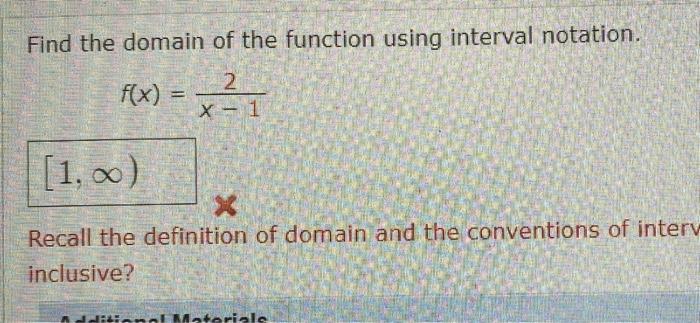 Solved Find the domain of the function using interval | Chegg.com
