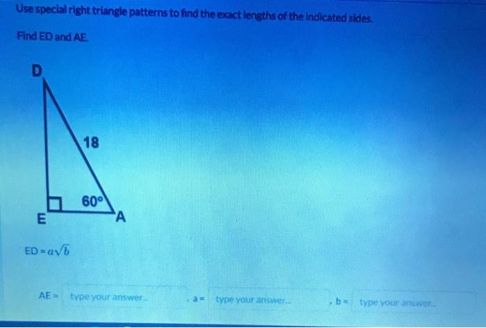 Solved Use special right triangle patterns to find the exact | Chegg.com