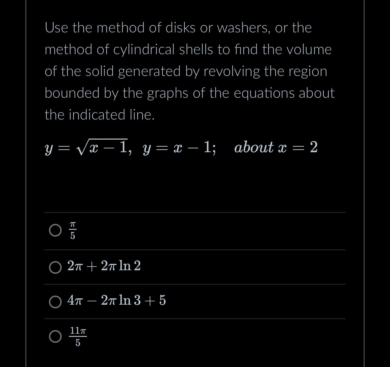 Solved Use the method of disks or washers, or the method of | Chegg.com
