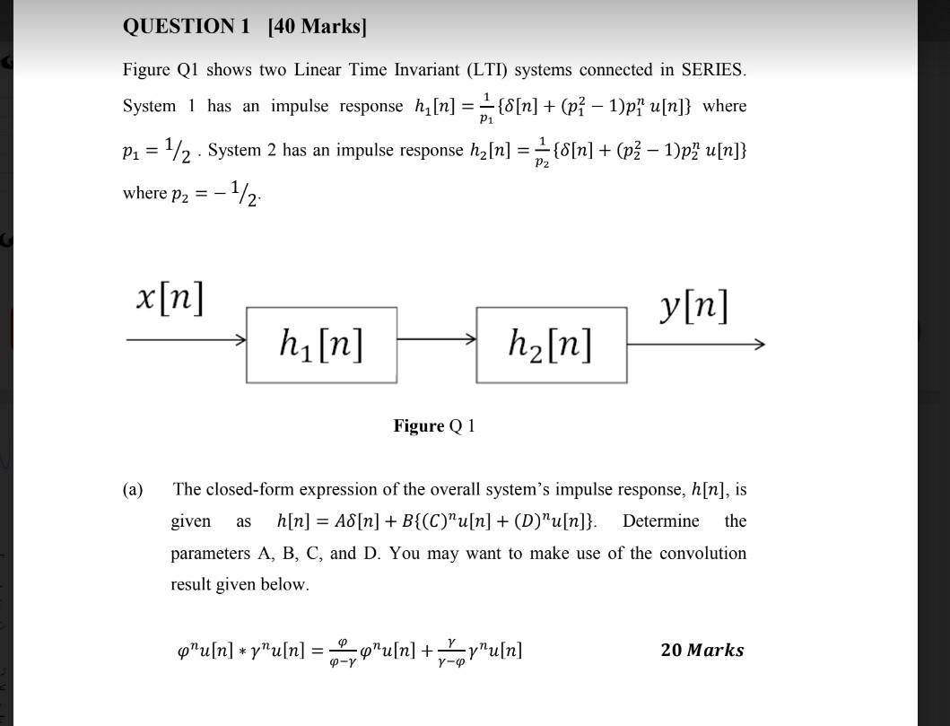 Solved Figure Q1 Shows Two Linear Time Invariant Lti
