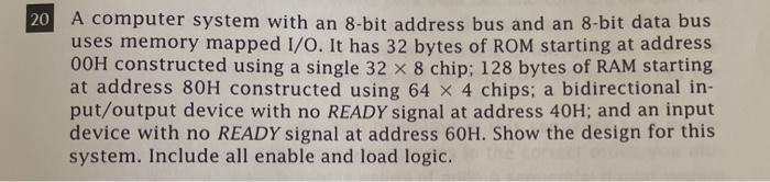 Solved 20 A computer system with an 8-bit address bus and an | Chegg.com