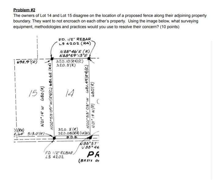 Solved Problem #2 The owners of Lot 14 and Lot 15 disagree | Chegg.com