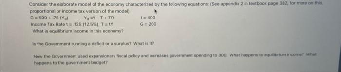 Solved Consider the elaborate model of the economy | Chegg.com