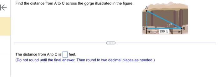 Solved Find the distance from A to C across the gorge | Chegg.com