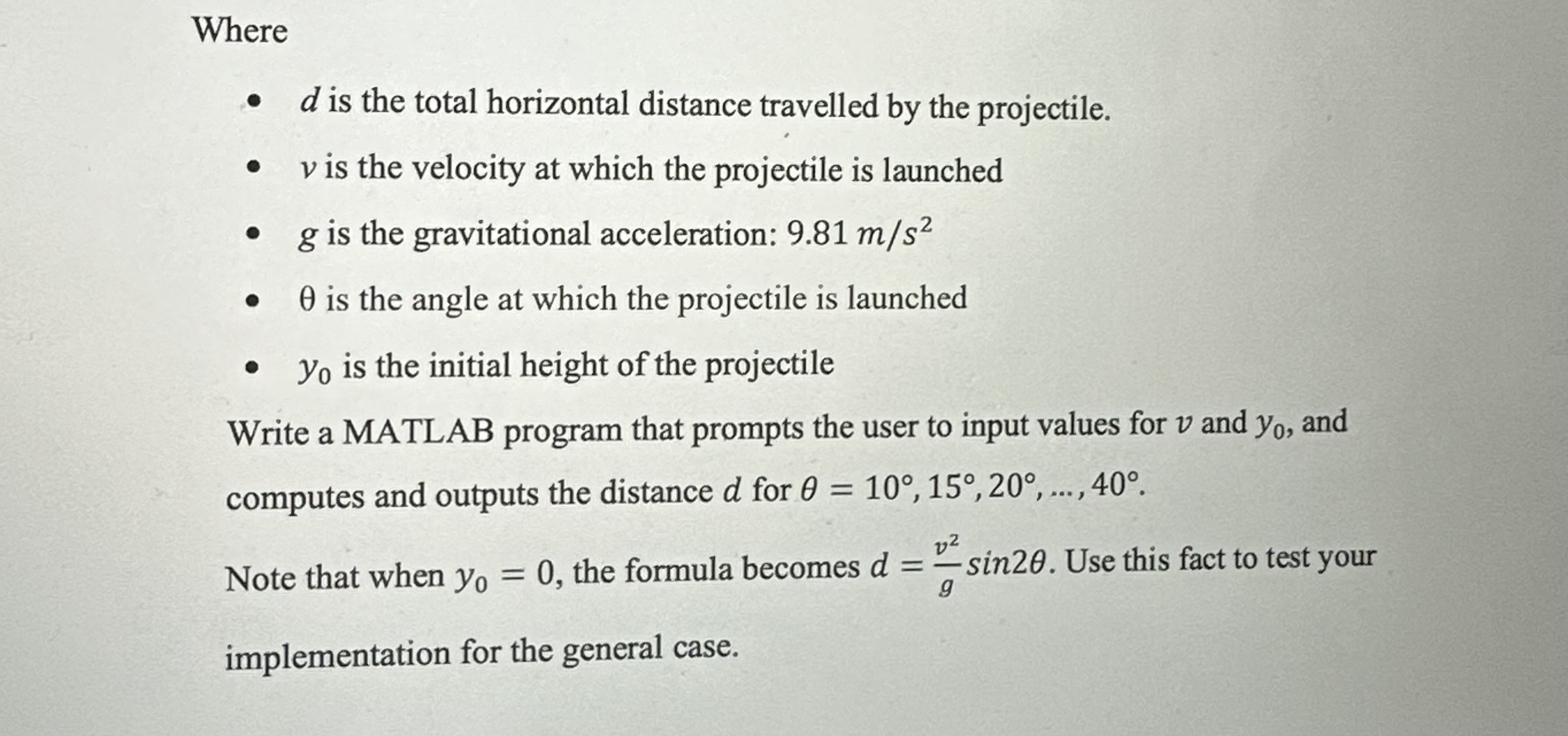 Solved Whered ﻿is the total horizontal distance travelled by | Chegg.com