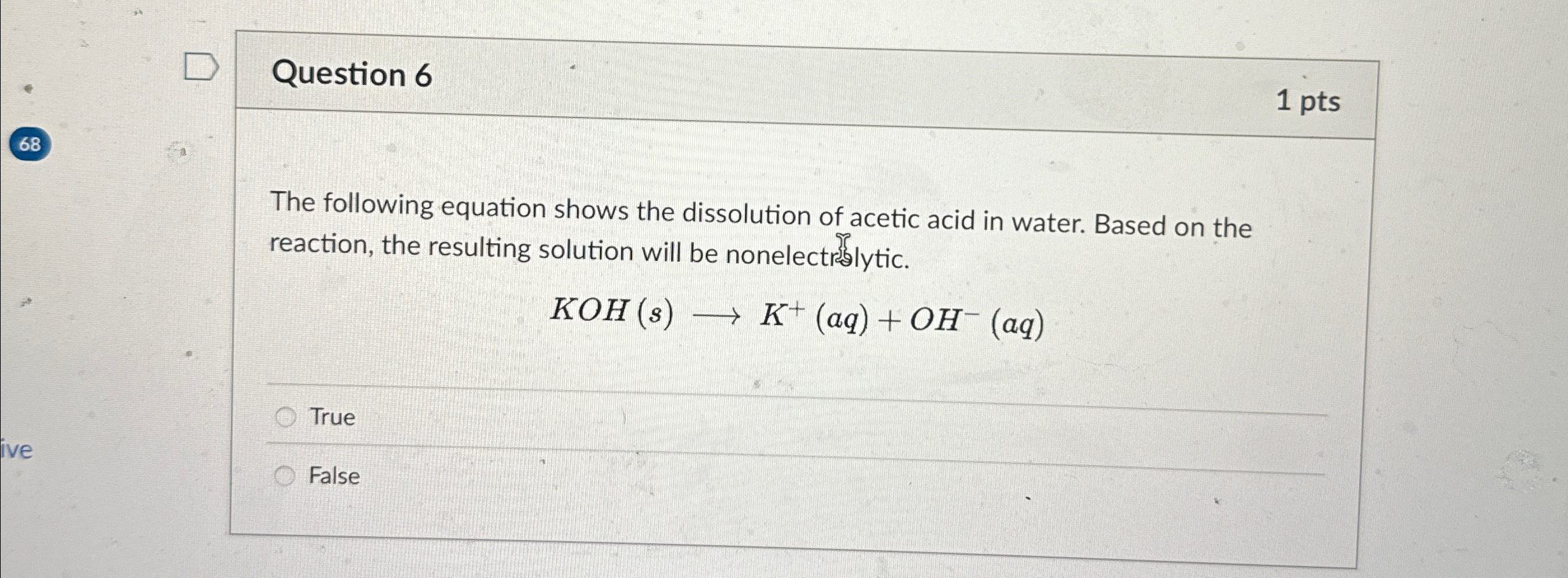 Solved Question 61 ﻿ptsThe following equation shows the | Chegg.com