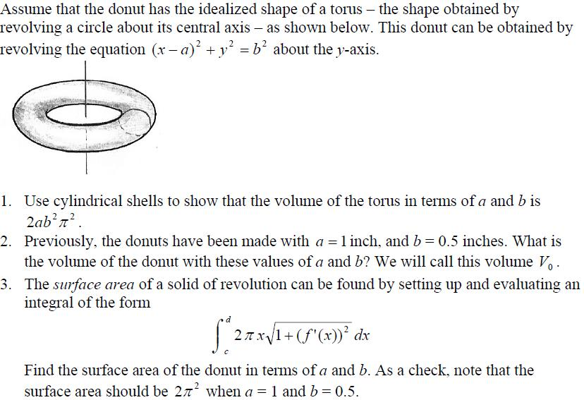 Solved Assume that the donut has the idealized shape of a | Chegg.com
