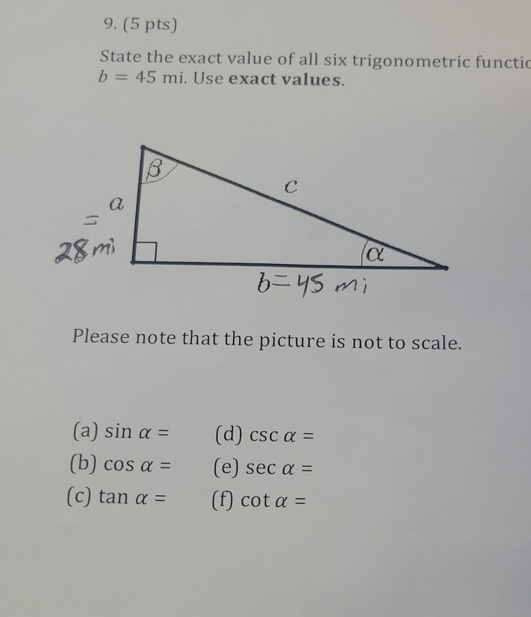 Solved State the exact value of all six trigonometric | Chegg.com