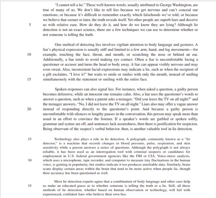 Solved 5 "I cannot tell a lie." These well-known words, | Chegg.com