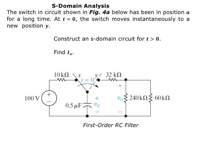 Solved S-Domain AnalysisThe switch in circuit shown below | Chegg.com