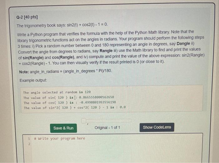 Solved Q-2 [40 pts] The trigonometry book says: | Chegg.com
