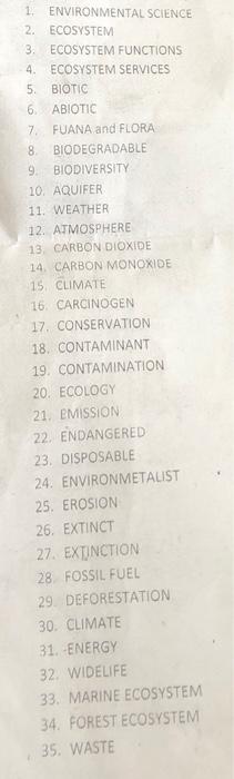 Solved 1. ENVIRONMENTALSCIENCE 2. ECOSYSTEM 3. ECOSYSTEM | Chegg.com