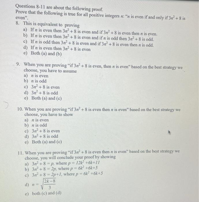 Solved Questions 8-11 are about the following proof. Prove | Chegg.com