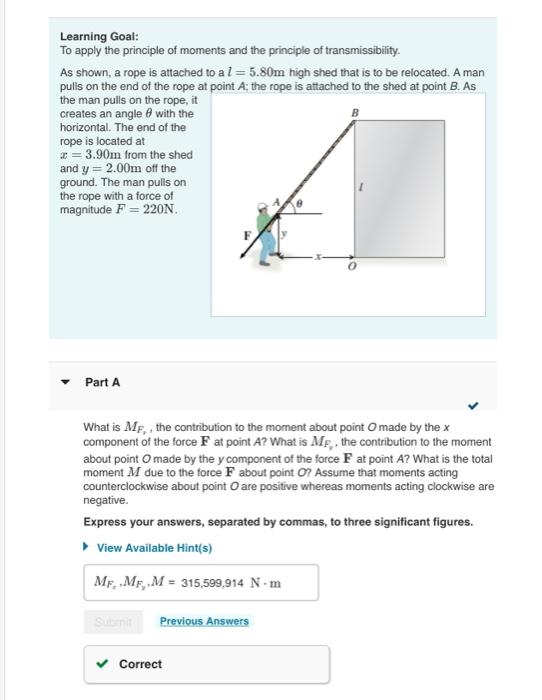Solved As shown, a rope is attached to a l=5.80 m high shed | Chegg.com