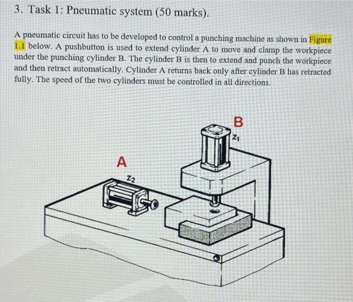 Solved 3. Task 1: Pneumatic system (50 marks). A pneumatic | Chegg.com