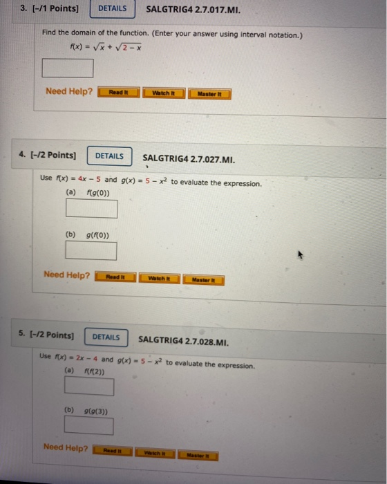Solved 3. [-/1 Points] DETAILS SALGTRIG4 2.7.017.MI. Find | Chegg.com