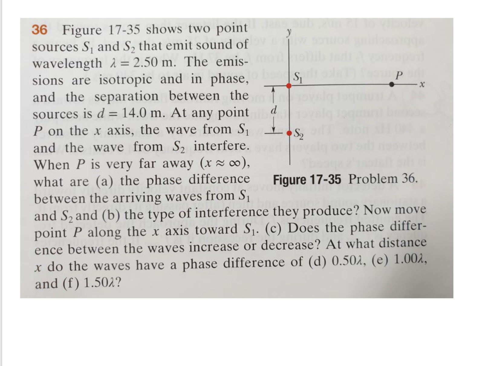 Solved 36 ﻿Figure 17-35 ﻿shows two point sources S1 ﻿and S2 | Chegg.com