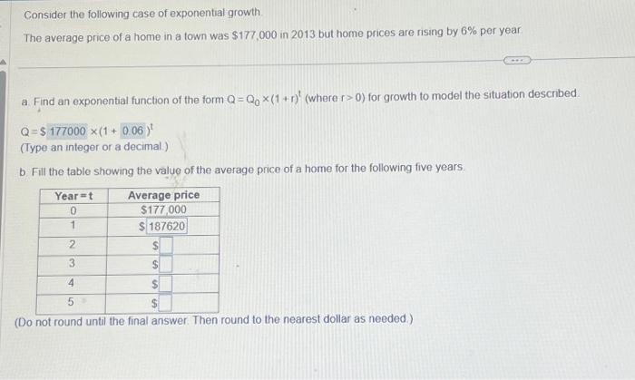 Solved Consider the following case of exponential growth. | Chegg.com