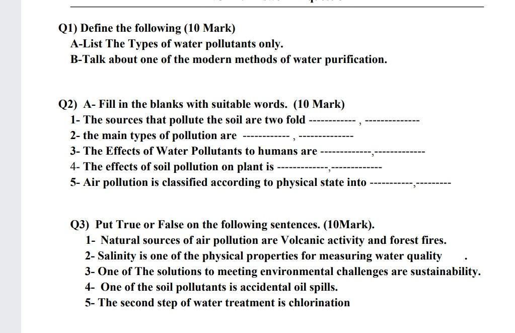 Solved Q1) Define the following (10 Mark) A-List The Types | Chegg.com