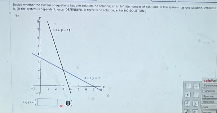 Solved Decide whether the system of equations has one | Chegg.com