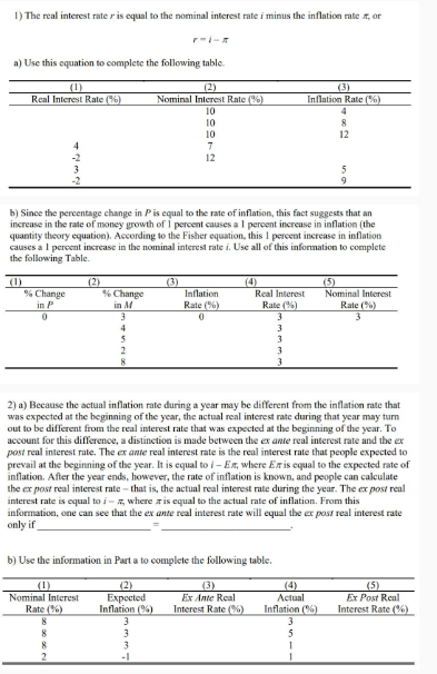 Solved The real interest rate r ﻿is equal to the nominal | Chegg.com