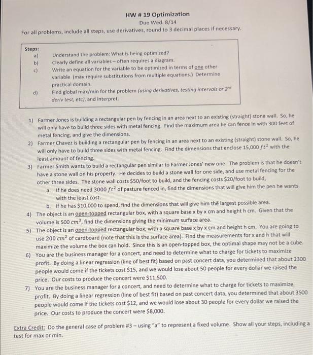 Solved Struggling with these optimization questions. If one | Chegg.com