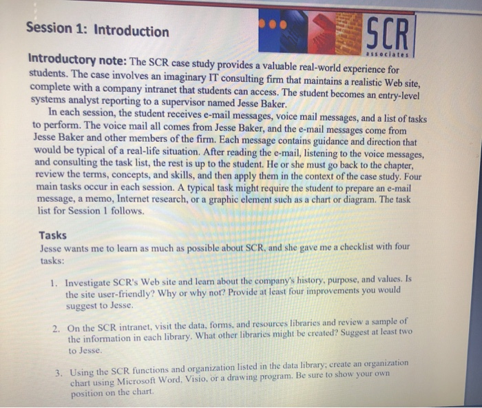 Solved Session 1: Introduction SCR associates Introductory | Chegg.com