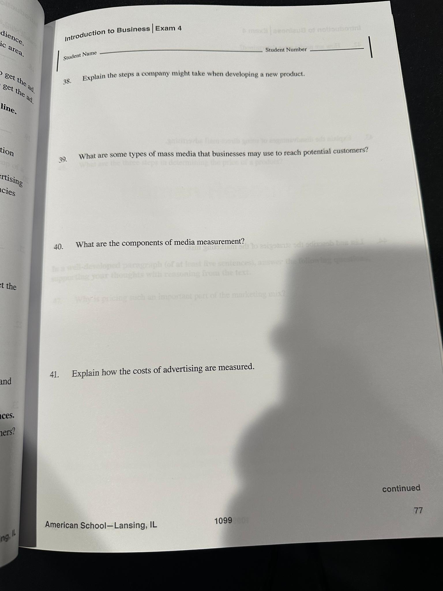 Solved Introduction to Business | ﻿Exam 4Student | Chegg.com