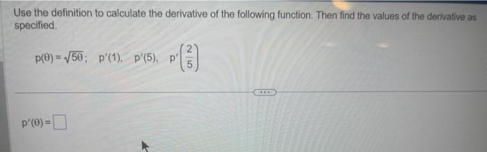 Solved Using the definition, calculate the derivative of the | Chegg.com