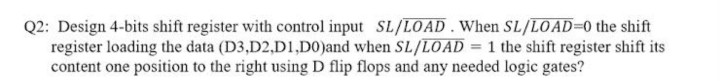 Solved Q2: Design 4-bits shift register with control input | Chegg.com