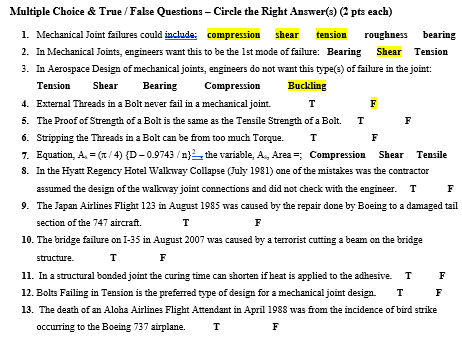 Solved Multiple Choice \& True / False Questions - Circle | Chegg.com