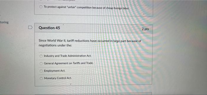 Solved To protect against "unfair competition because of | Chegg.com