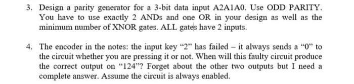 Solved 3. Design a parity generator for a 3-bit data input | Chegg.com