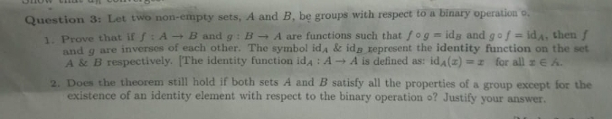Solved by an EXPERT Question 3: Let two non-empty sets, A and B, ﻿be | Chegg.com