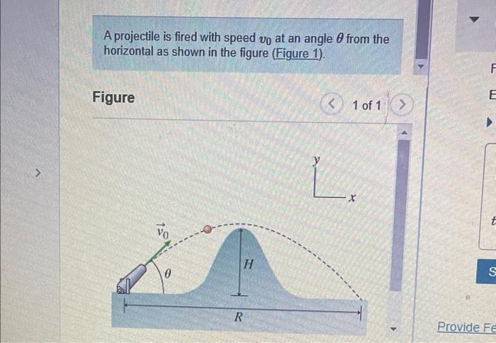 Solved A projectile is fired with speed v0 at an angle θ | Chegg.com