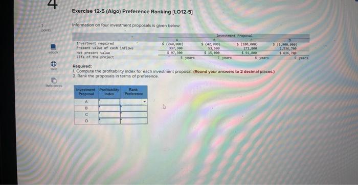 Solved Exercise 12-5 (Algo) Preference Ranking [L012-5] | Chegg.com
